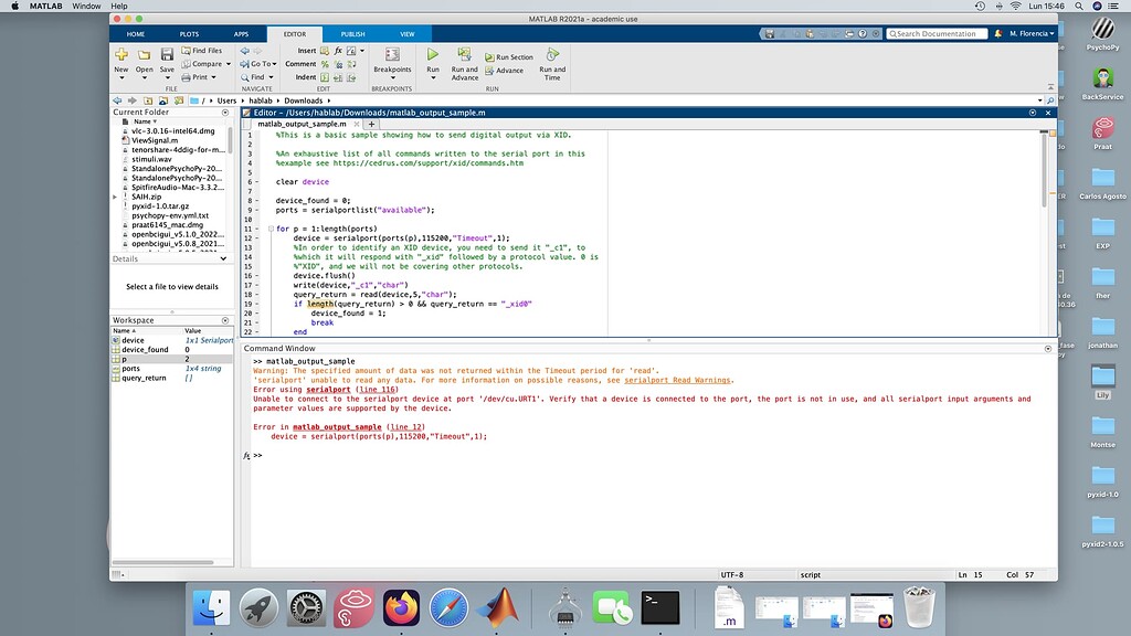 Unable to send event markers via USB using MATLAB - Matlab Support - Cedrus Community Forums